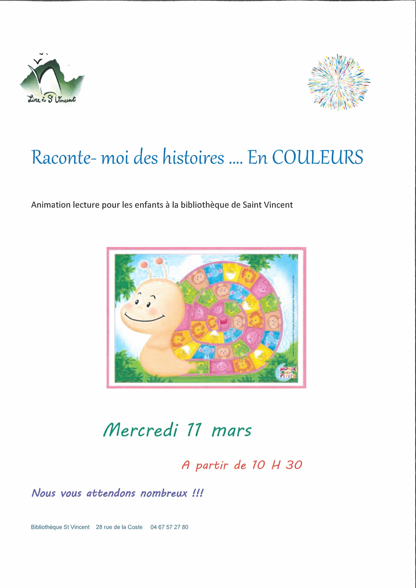 Animation lecture pour enfants à la bibliothèque – Saint-Vincent-de ...
