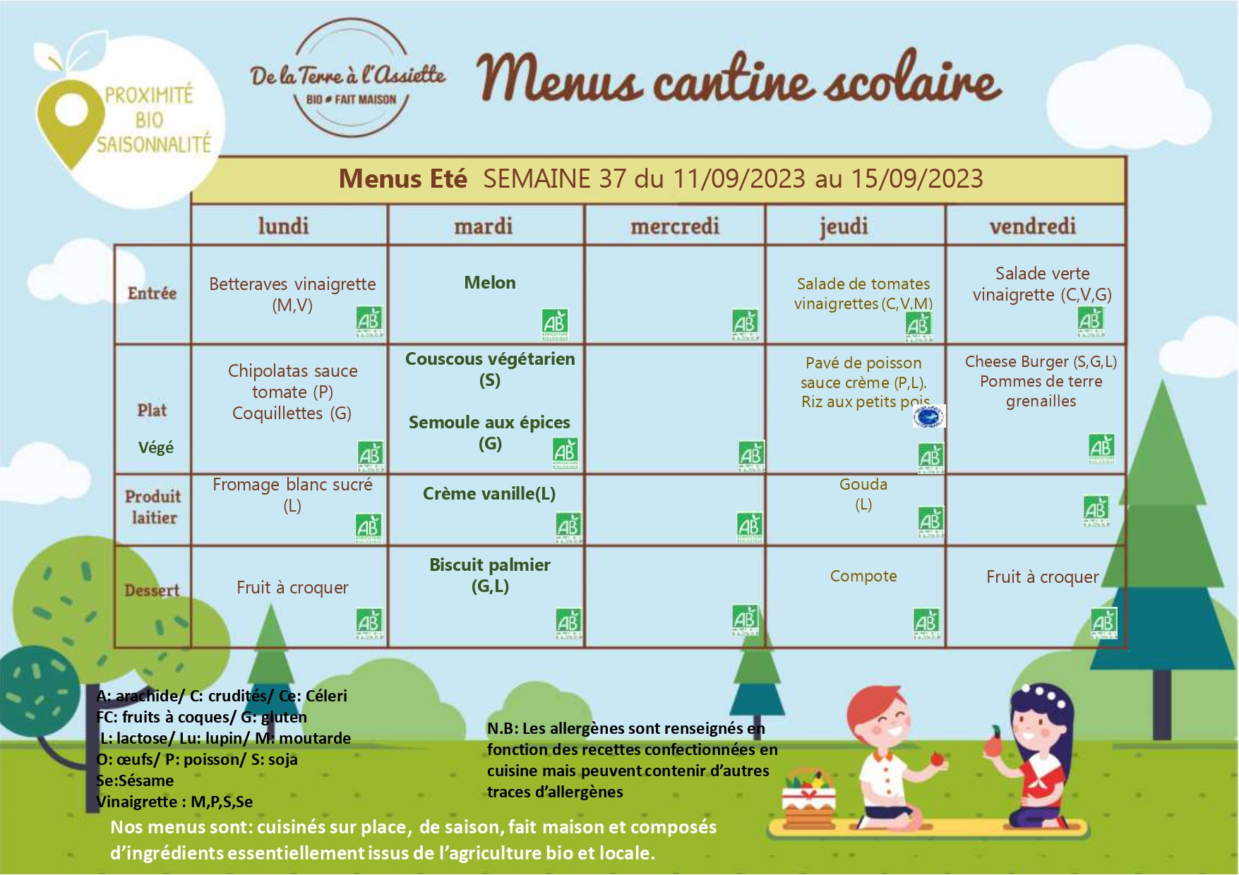 Menus de la cantine scolaire – Saint-Vincent-de-Barbeyrargues