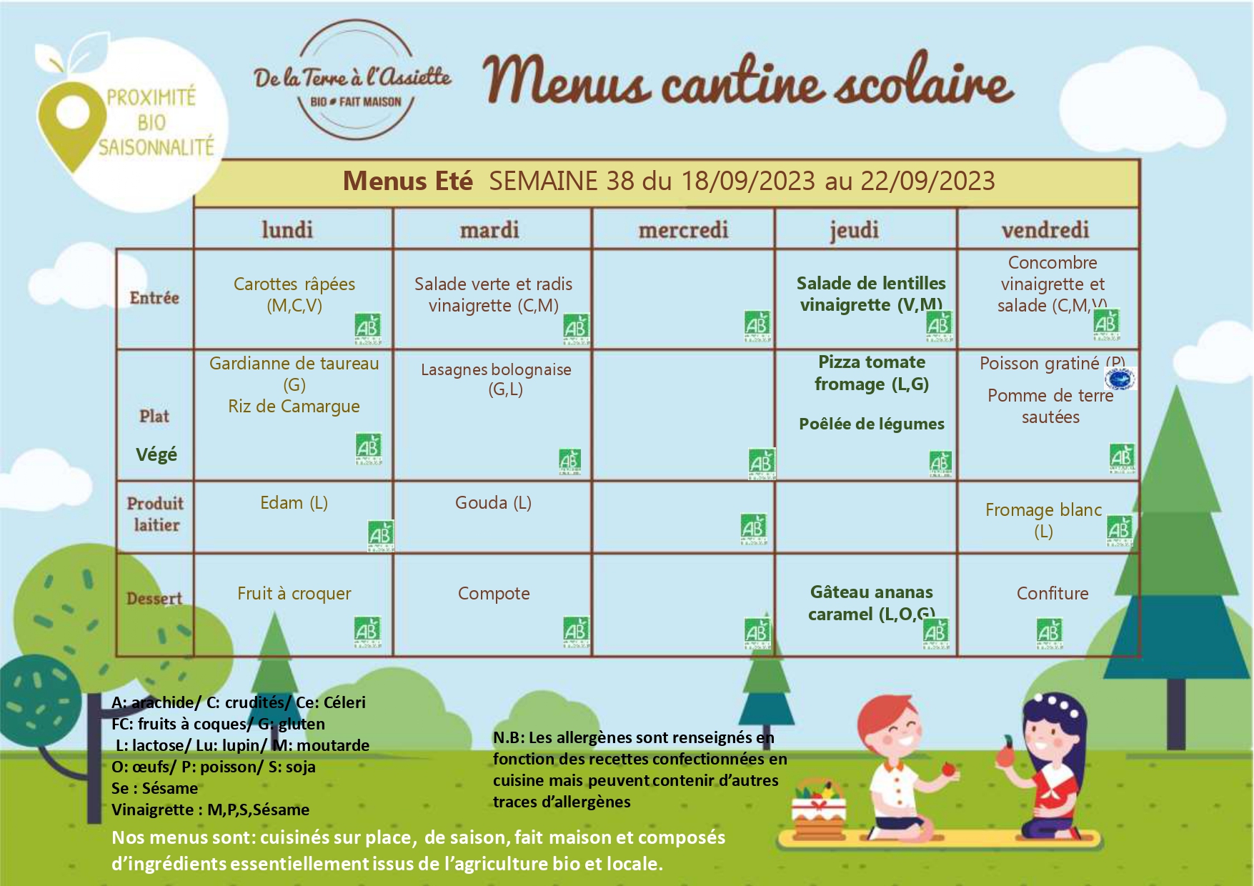 Menus de la cantine scolaire – Saint-Vincent-de-Barbeyrargues